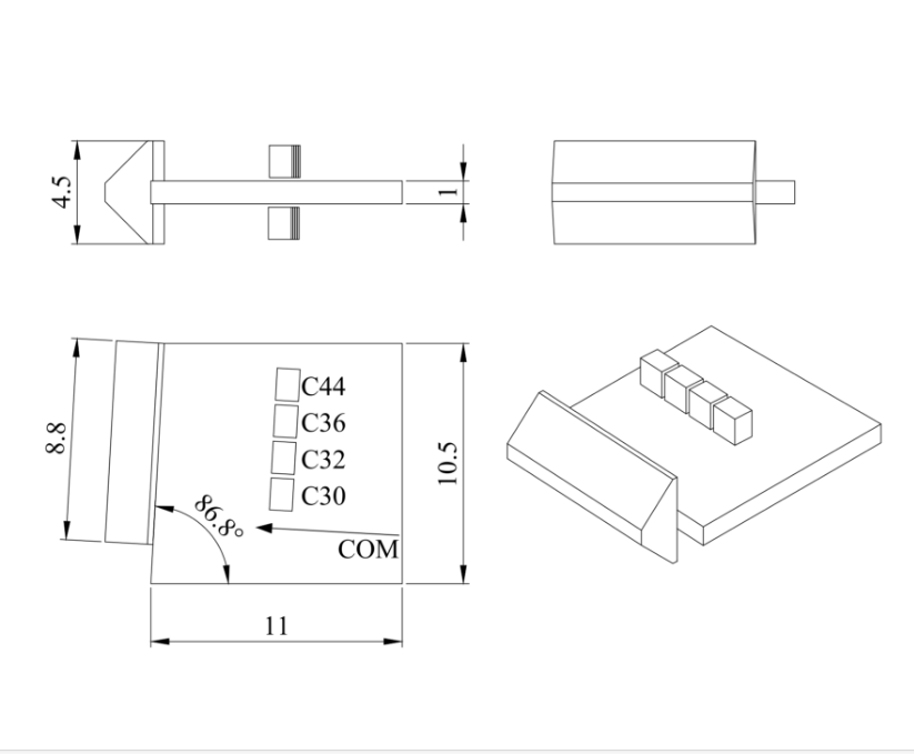 4 Channels DWDM Z-block Demux, 100GHz C30, C32, C36, C44, 1.4mm pitch ...